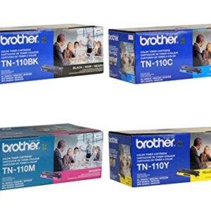 Brother TN110BK, TN110C, TN110M, TN110Y Black, Cyan, Magenta and Yellow Toner - -Cartridge Set