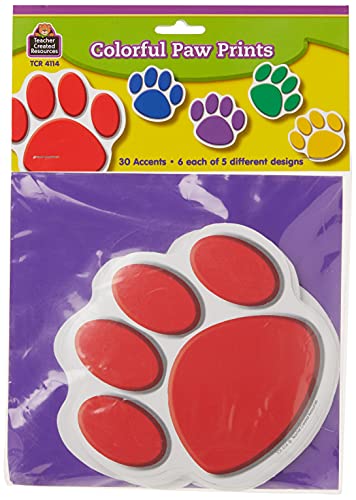 Teacher Created Resources Paw Print Accents, Colorful (4114) - 30 Count