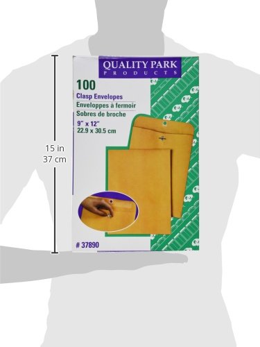 Quality Park 9 x 12 Clasp Envelopes with Deeply Gummed Flaps, Great for Filing, Storing or Mailing Documents, 28 lb Brown Kraft, 100 per Box (QUA37890)