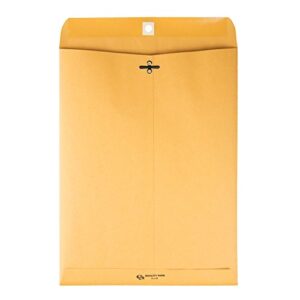 Quality Park 9 x 12 Clasp Envelopes with Deeply Gummed Flaps, Great for Filing, Storing or Mailing Documents, 28 lb Brown Kraft, 100 per Box (QUA37890)