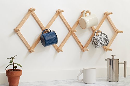 Fox Run Expanding Beechwood Coffee Mug Wall Rack