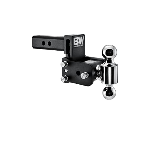 B&W Trailer Hitches Tow & Stow Adjustable Trailer Hitch Ball Mount - Fits 2" Receiver, Dual Ball (1-7/8" x 2"), 3" Drop, 10,000 GTW - TS10035B