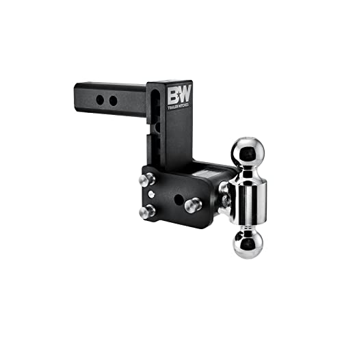 B&W Trailer Hitches Tow & Stow Adjustable Trailer Hitch Ball Mount - Fits 2" Receiver, Dual Ball (1-7/8" x 2"), 5" Drop, 10,000 GTW - TS10038B