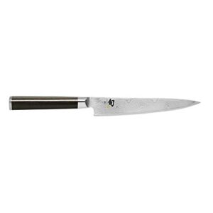 shun cutlery classic utility knife 6″, narrow, straight-bladed kitchen knife perfect for precise cuts, ideal for preparing sandwiches or trimming small vegetables, handcrafted japanese knife