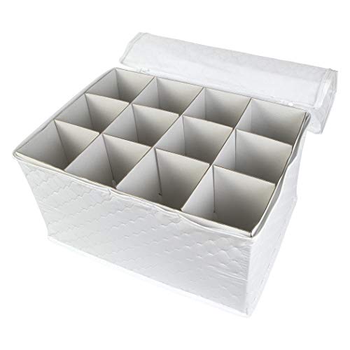 Richard's Homewares - Stemware Storage Chest for Up to 12 Glasses - White