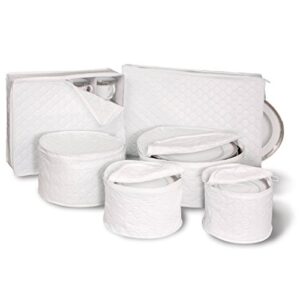 6 piece tabletop quilted vinyl dinnerware storage set