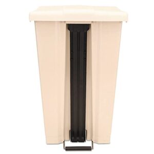 rubbermaid commercial polyethylene 23-gallon fire-safe step-on receptacle, rectangular, beige