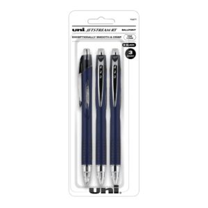 uni-ball jetstream rt retractable ballpoint pens fine point, 0.7mm, black, 3 pack