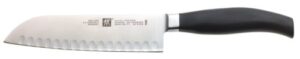 zwilling j.a. henckels five-star 7-inch hollow-edge santoku knife