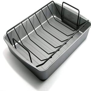 G & S Metal Products Company OvenStuff Nonstick Roasting Pan with Rack, Large, Gray