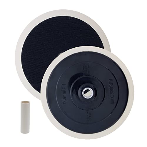 TCP Global Brand 7" Hook & Loop Grip Mount Universal Polisher Buffer Backing Plate Pad, 5/8" - 11 Threads - Attach Foam Wool Buff Pads - Rotary Polisher Backup Pad - Automotive, Car Detailing