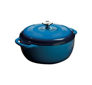 lodge ec6d33 enameled cast iron dutch oven, 6-quart, blue