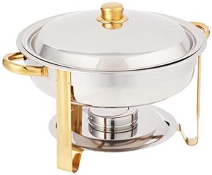 winco winware 4 quart round stainless steel gold accented chafer