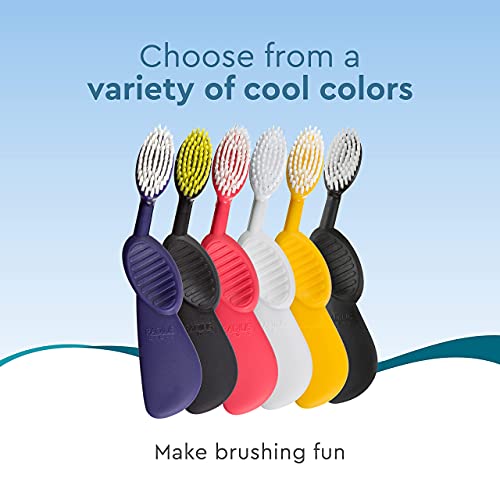 RADIUS Flex Brush BPA Free & ADA Accepted Toothbrush Designed to Improve Gum Health & Reduce Gum Issues - Right Hand - Purple/ Watermelon/ Mint Green - Pack of 3