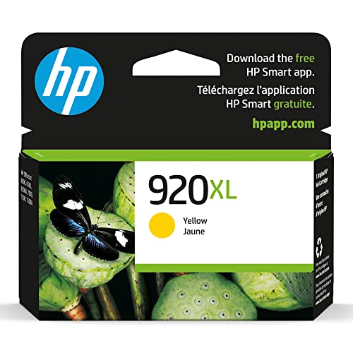 Original HP 920XL Yellow High-yield Ink Cartridge | Works with HP OfficeJet 6000, 6500, 7000, 7500 Series | CD974AN