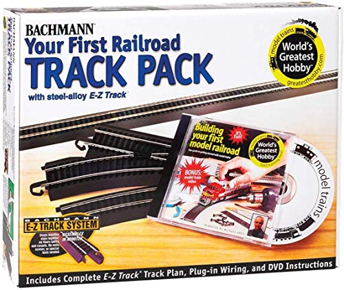 Bachmann Trains Snap-Fit E-Z TRACK WORLD’S GREATEST HOBBY TRACK PACK - Steel Alloy Rail With Black Roadbed - HO Scale , White