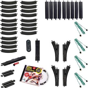 Bachmann Trains Snap-Fit E-Z TRACK WORLD’S GREATEST HOBBY TRACK PACK - Steel Alloy Rail With Black Roadbed - HO Scale , White