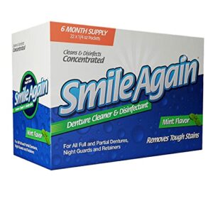 smile again denture, mouth guard, night guard, retainer cleaner and disinfectant – mint flavor – 6 month supply …