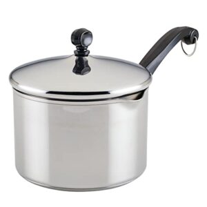 farberware classic stainless steel 3-quart covered straining saucepan – – silver