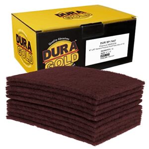 dura-gold premium 6″ x 9″ maroon general purpose scuff pads, box of 10 – scuffing, scouring, sanding, paint primer prep adhesion scratch – surface preparation automotive car auto body woodworking wood