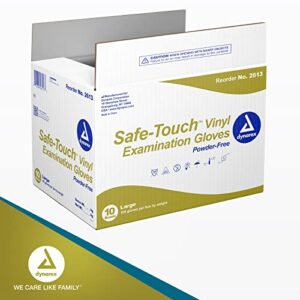 DynarexDynarex Safe-Touch Vinyl Disposable Exam Gloves, Powder-Free, Food Safety and Compliance, Ambidextrous, Clear, Medium, 1 Case - 10 Boxes of 100 Safe-Touch Vinyl Disposable Exam Gloves