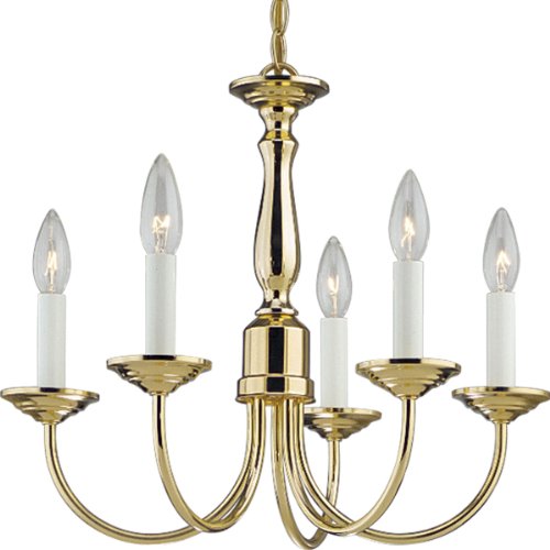 Progress Lighting P4009-10 5-Light Chandelier, Polished Brass