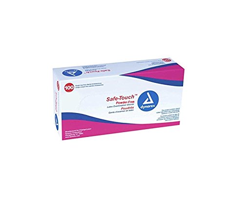 Dynarex Safe-Touch Powder-Free Latex Exam Gloves, Large, Box/100