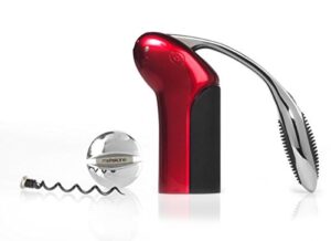 rabbit original vertical lever corkscrew wine opener with foil cutter and extra spiral (candy apple red)