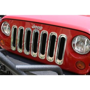 rugged ridge 11306.20 grille insert kit, chrome; 07-18 jeep wrangler jk