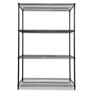 Alera ALE Industrial Heavy-Duty Wire Shelving Starter Kit, 4-Shelf, 48w x 24d x 72h, Black