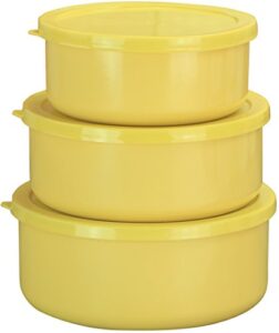 reston lloyd calypso basics storage 6 piece enamel on steel bowl set, small, lemon