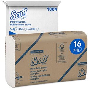 scott essential multifold paper towels (01804) with fast-drying absorbency pockets, white, 16 packs / case, 250 multifold towels / pack