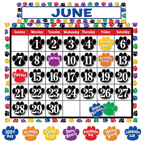 Teacher Created Resources Colorful Paw Prints Calendar Set