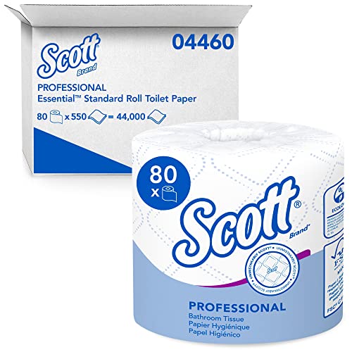 Scott Professional Standard Roll Bathroom Tissue (04460), 2-Ply, White, 80 Rolls / Case, 550 Sheets / Roll, 44,000 Sheets / Case