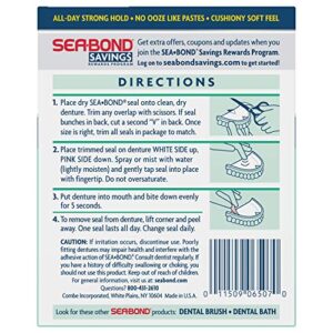 Sea Bond Secure Denture Adhesive Seals, Fresh Mint Uppers, Zinc Free, All Day Hold, Mess Free, 30 Count