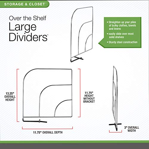 Spectrum Diversified Large Set of 2 Linen Closet & Wardrobe, Pair of Shelf Dividers, Closet Organizers & Storage Straightener, White