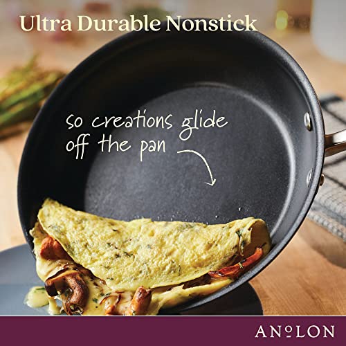 Anolon Advanced Hard Anodized Nonstick Sauce Pan/Saucepan with Straining and Pour Spouts, 1 Quart, Gray