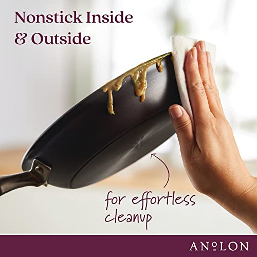 Anolon Advanced Hard Anodized Nonstick Sauce Pan/Saucepan with Straining and Pour Spouts, 1 Quart, Gray