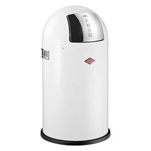 wesco pushboy junior – german made – push door trash can, powder coated steel, 5.8 gallon / 21 l , white