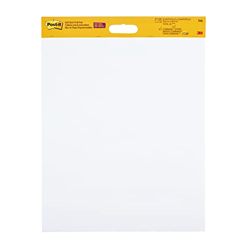 Post-it Easel Pad, 20 in x 23 in, White, 20 Sheets/Pad, 2 Pads/Pk, Mounts to surfaces with Command Strips included (566)