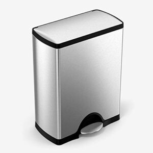 simplehuman 50 liter / 13.0 gallon rectangular kitchen step trash can, brushed stainless steel