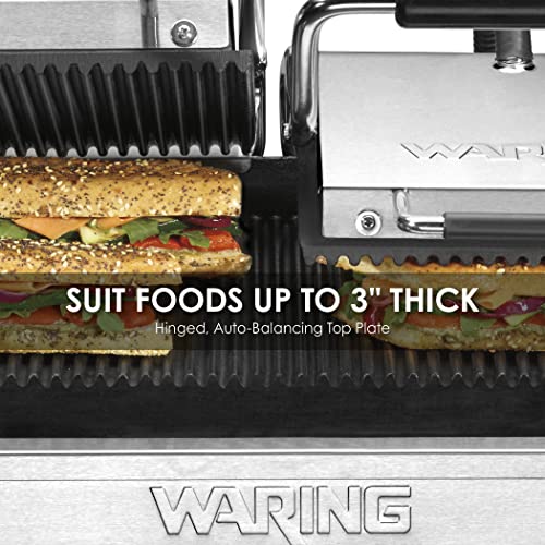 Waring Commercial WPG300 Panini Otimo Dual Ribbed Panini Grill, 240V, 3200W, 6-20 Phase Plug