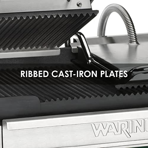 Waring Commercial WPG300 Panini Otimo Dual Ribbed Panini Grill, 240V, 3200W, 6-20 Phase Plug