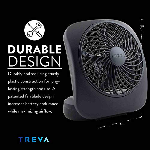 Treva 5-Inch Portable Desktop Battery Powered Fan, 2 Cooling Speeds with Compact Folding & Tilt Design (Black)