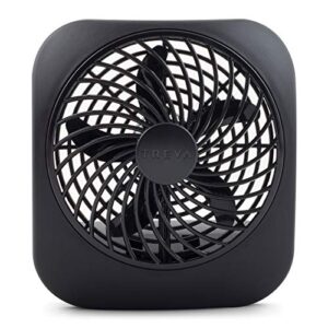 Treva 5-Inch Portable Desktop Battery Powered Fan, 2 Cooling Speeds with Compact Folding & Tilt Design (Black)