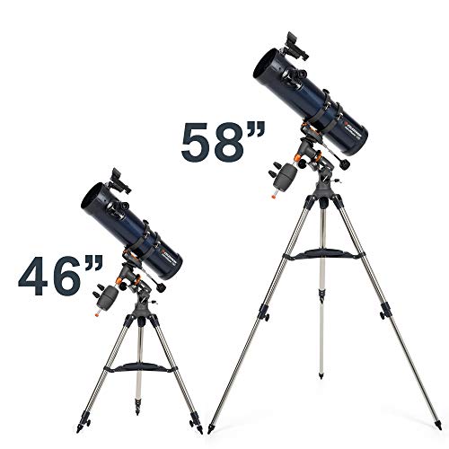 Celestron - AstroMaster 130EQ Newtonian Telescope - Reflector Telescope for Beginners - Fully-Coated Glass Optics - Adjustable-Height Tripod - Bonus Astronomy Software Package