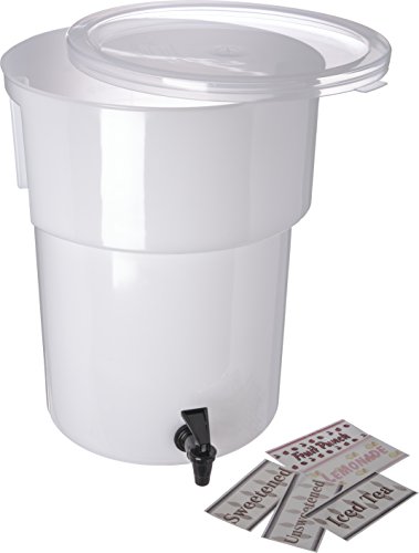 CFS Plastic Round Beverage Dispenser, 5 Gallons, White