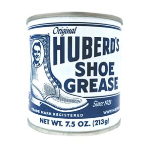 huberd’s shoe grease, 7.5oz: waterproofs, softens, conditions leather. protects shoes, boots, sporting goods, saddle & tack. restores dry, cracked, scratched leather. small batched since 1921!