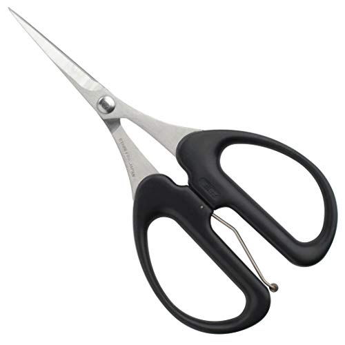 ALLEX Craft Scissors Heavy Duty Sharp Japanese Stainless Steel, Precision All Purpose Crafting Scissors with Spring Loaded Handle, Made in JAPAN, Black