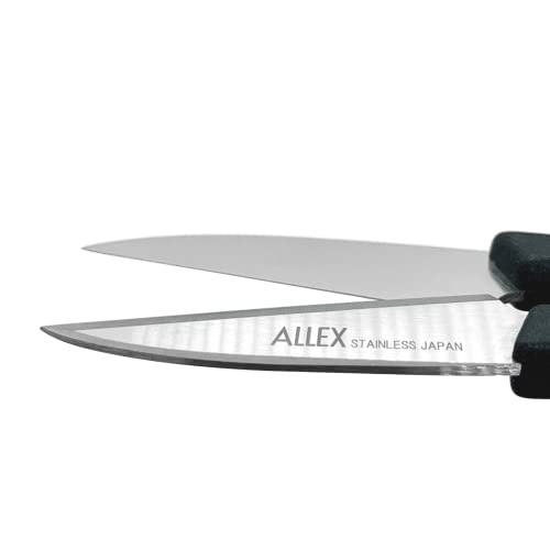 ALLEX Japanese Mini Sewing Embroidery Scissors 4.5 Inch, Spring Thread Cutting Snips Black, Made in JAPAN, Long